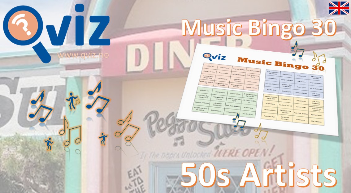 50s Artists - Music Bingo 30 - Qviz Musicbingos
