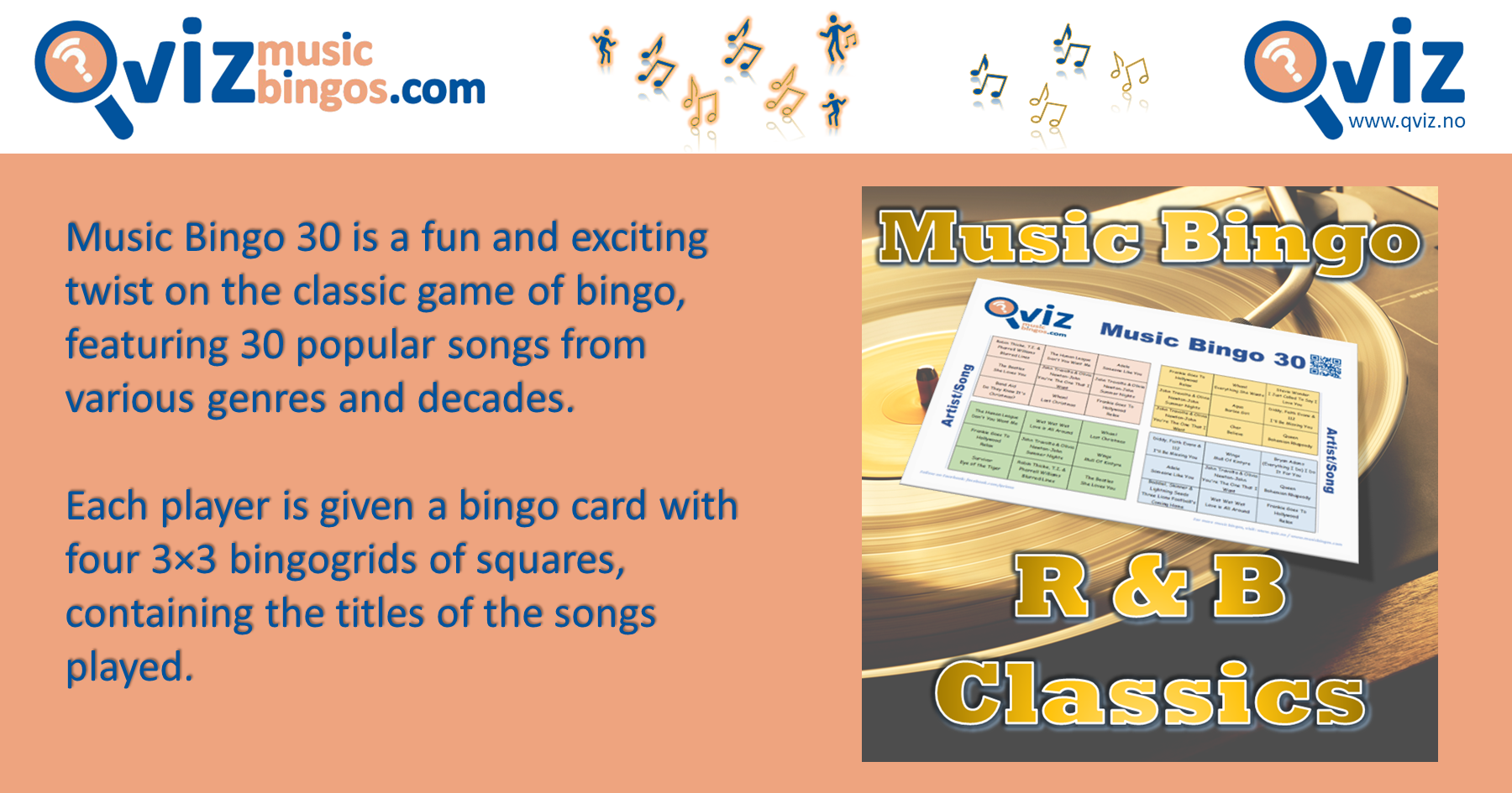 R&B Classics Music Bingo 30 - Qviz Musicbingos