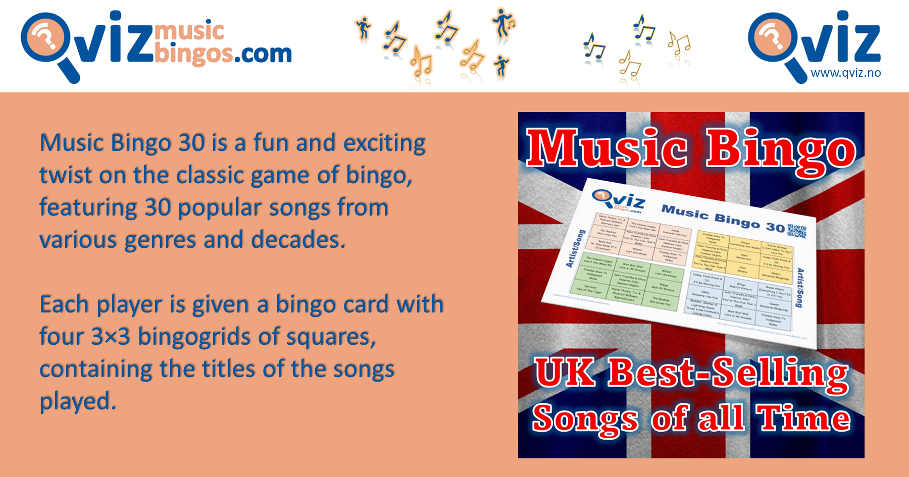 UK best-selling songs of all time - Music Bingo 30 - Qviz Musicbingos