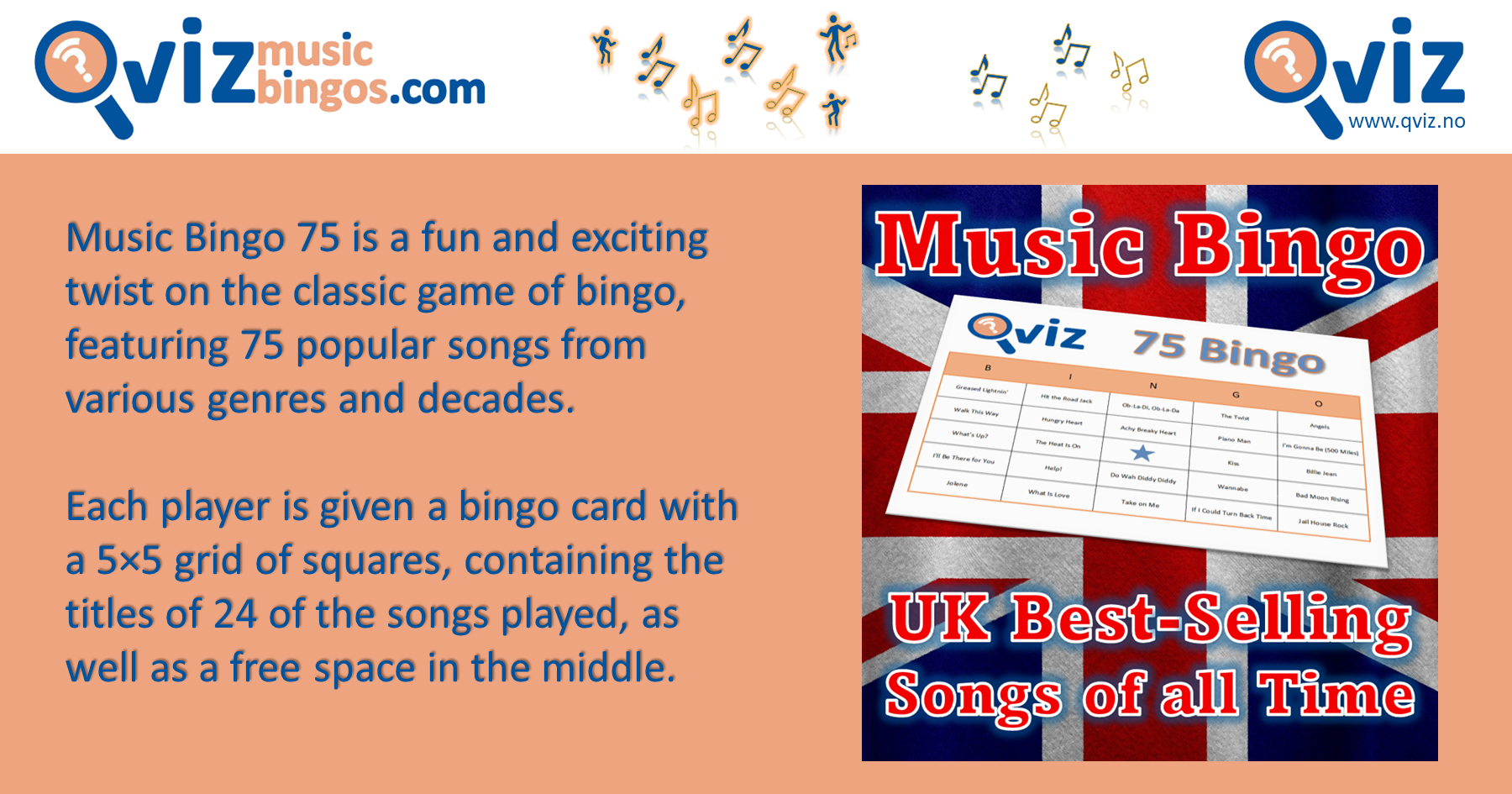 UK best-selling songs of all time - Music Bingo 75 - Qviz Musicbingos