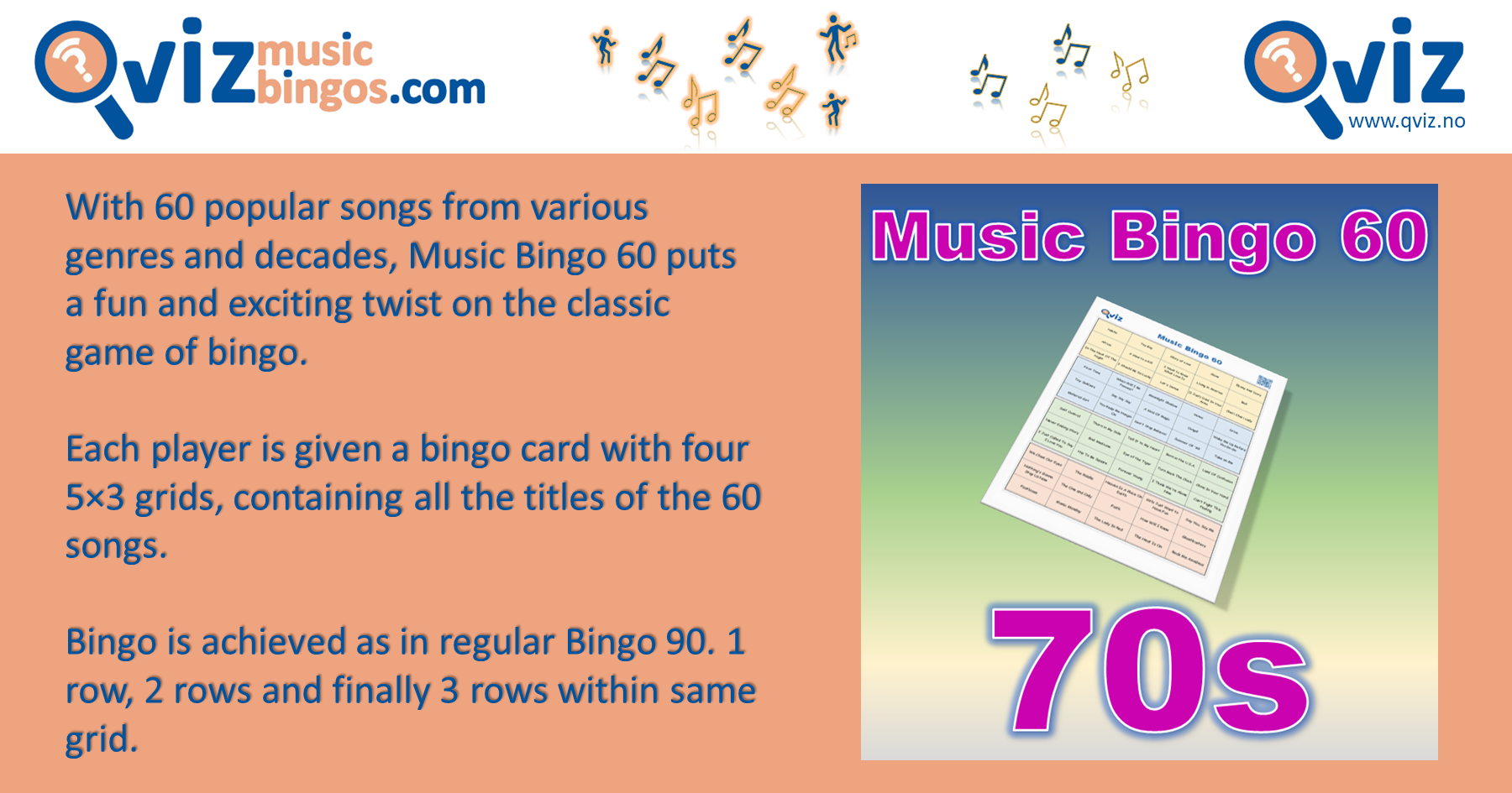 70s - Music Bingo 60 - Qviz Musicbingos