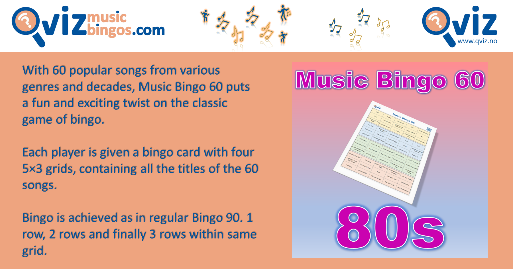 80s - Music Bingo 60 - Qviz Musicbingos