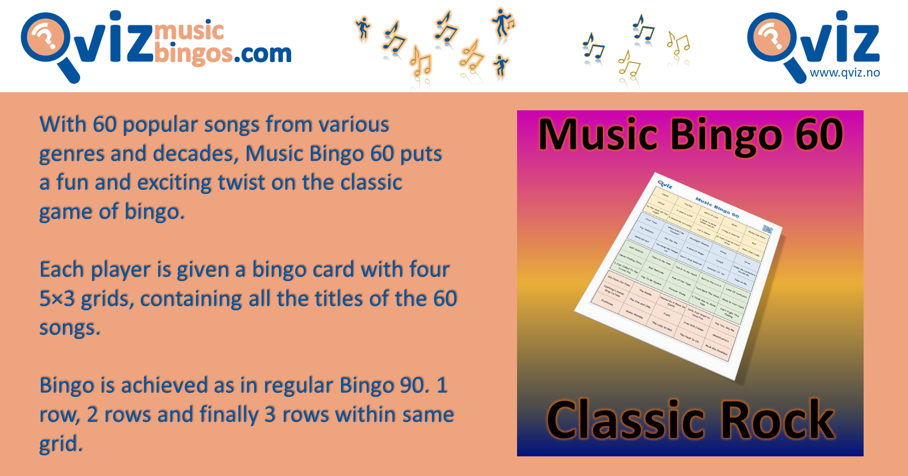 Classic Rock - Music Bingo 60 - Qviz Musicbingos