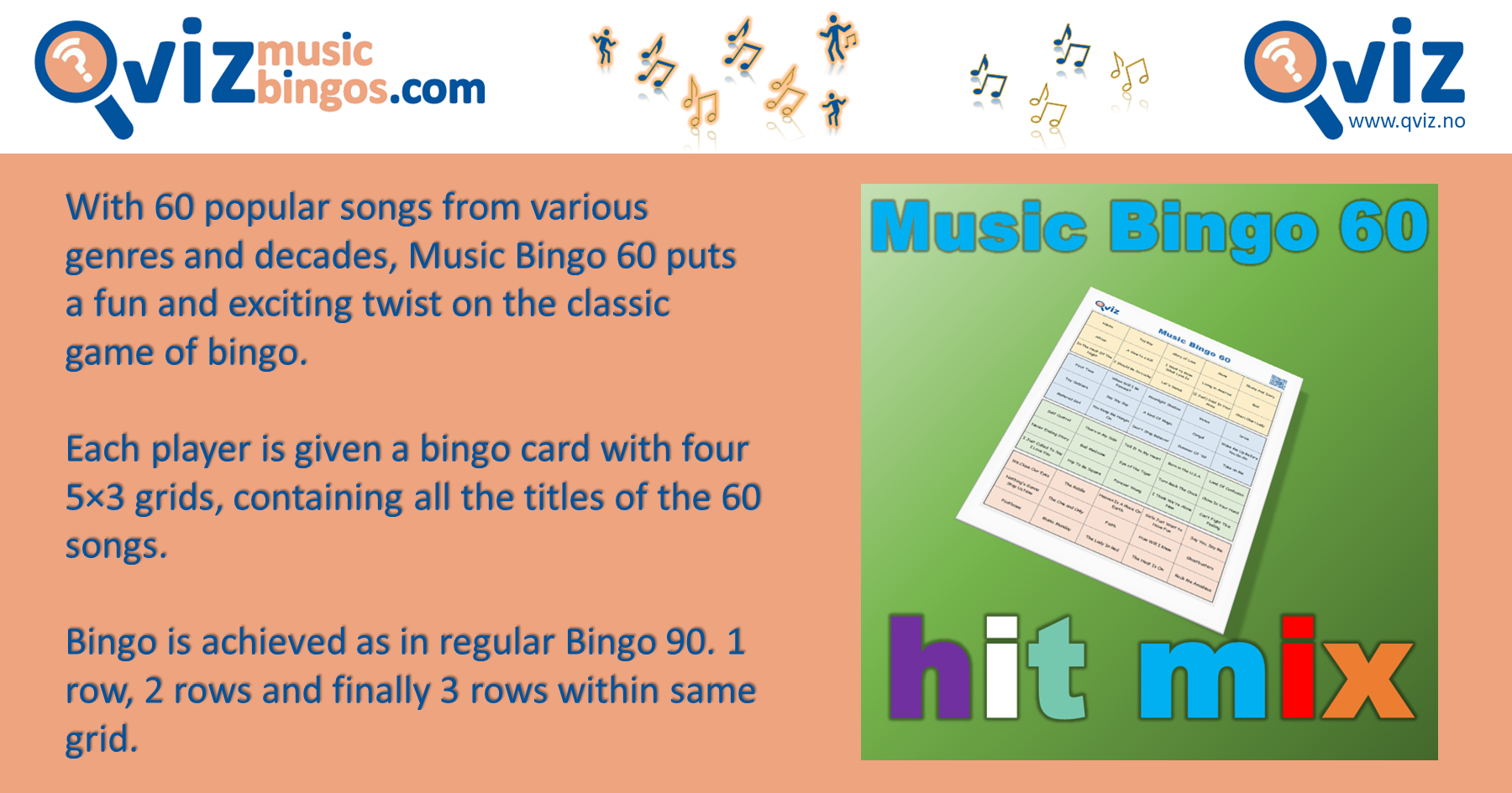 Hit Mix - Music Bingo 60 - Qviz Musicbingos