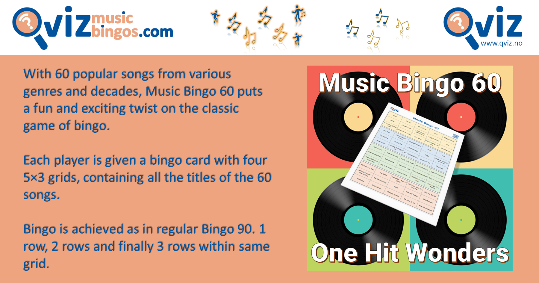 One Hit Wonders - Music Bingo 60 - Qviz Musicbingos