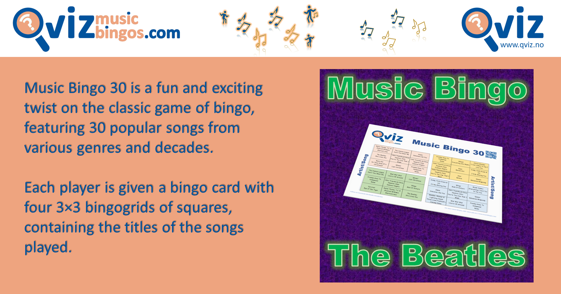 The Beatles - Music Bingo 30 - Qviz Musicbingos