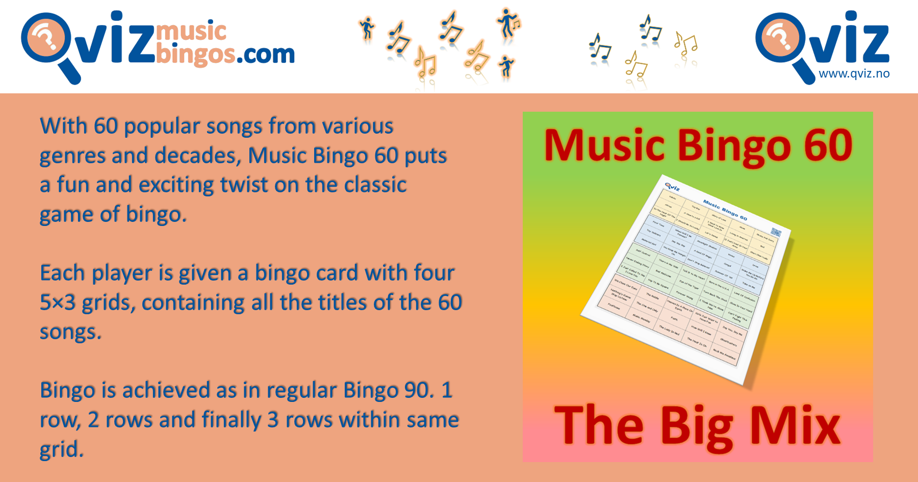 The Big Mix - Music Bingo 60 - Qviz Musicbingos