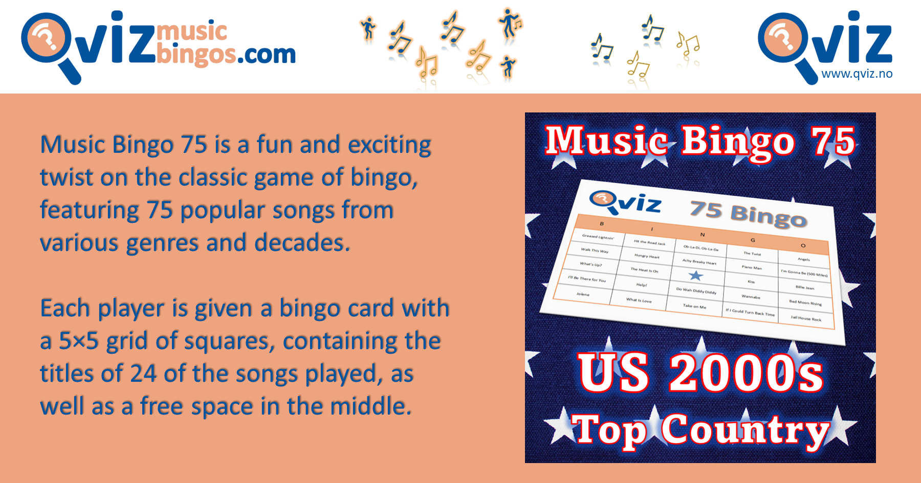 US 2000s Top Country - Music Bingo 75 - Qviz Musicbingos