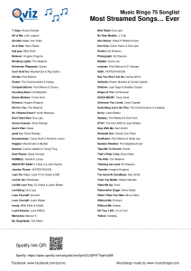 Most Streamed Songs Ever... - Music Bingo Pack - Qviz Musicbingos
